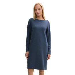 Tom Tailor Damen Midikleid, blau, Gr. 40, kariert, Web, Obermaterial: 66% Polyester, 32% Viskose, 2% Elasthan, Kleider, mit U-Boot-Ausschnitt