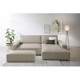 Polsterecke Home Affaire, B:284cm H:90cm T:135cm, braun, 100% Polyester, Sofas, "SHERWOOD XXL tief, L-Form, Schlaffunktion, Bigsofa, Cord,
