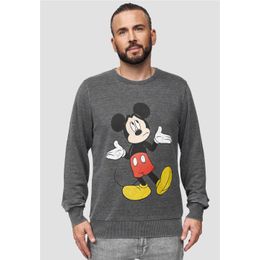 Recovered Herren Sweatshirt "Disney Mickey", grau, Gr. S, bedruckt, 100% Baumwolle, Sweatshirts, mit beliebtem Mickey Mouse-Print