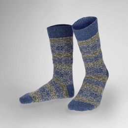 Hudson Damen Socken "Socke Noble Nordic", Gr. 39, blau, Obermaterial: 39% Polyamid PA. 25% Wolle WO. 24% Viskose CV. 11% Seide silk. 1% Elasthan EL.,