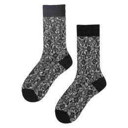 Hudson Damen Socken "Socke Earthy Graphic", Gr. 39, schwarz, Obermaterial: 36% Baumwolle CO. 22% Polyacryl PAN. 22% Polyamid PA. 20% Wolle WO., Socken