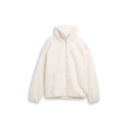 Tom Tailor Denim Damen Loose Fit Teddy Sweatshirt, wei&szlig;, Uni, Gr. XL