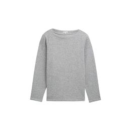 Tom Tailor Damen Plus Size - Soft-Touch Sweatshirt mit Knopfdetails, grau, Meliert, Gr. 46