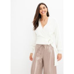 bonprix Wickelpullover mit Accessoire, wei&szlig;, Gr.36/38 (S), Stylischer Pullover mit toller Passform, aus Viskose