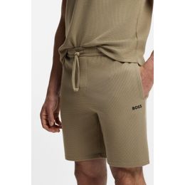 BOSS Herren Pyjamashorts "Waffle Shorts", Gr. XXL, beige, Jersey, Obermaterial: 60% Baumwolle, 40% Polyester, Hosen
