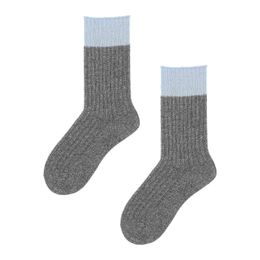 Hudson Damen Socken "Socke Cosmic Block", Gr. 39, grau, Obermaterial: 39% Polyamid PA. 30% Wolle WO. 23% Viskose CV. 7% Kaschmir WS. 1% Elasthan EL.,