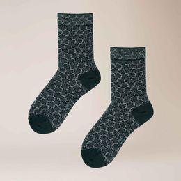 Kunert Damen Socken "Socke Ornamental Citynight", Gr. 35, gr&uuml;n, Obermaterial: 87% Baumwolle CO. 10% Polyamid PA. 3% Elasthan EL., Socken