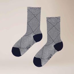 Kunert Damen Socken "Socke Business Check", Gr. 35, blau, Obermaterial: 46% Baumwolle CO. 31% Wolle WO. 21% Polyamid PA. 2% Elasthan EL., Socken