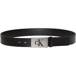 Calvin Klein Herren Lederg&uuml;rtel, schwarz, Gr. 115, unifarben, Web, Rindsleder, G&uuml;rtel, Regular fit, gr&ouml;&szlig;enverstellbar