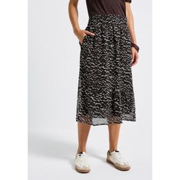 Street One Damen Midirockdeep roast braun, Gr. 42, bedruckt, Web, Obermaterial: 100% Polyester. Futter: 100% Modal, R&ouml;cke, mit All-Over Print