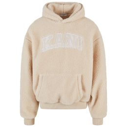 Karl Kani Damen Kapuzensweatshirt "Karl Kani Karl Kani Serif Teddy Hoodie"lightsand, Gr. XXL, bedruckt, 100% Polyester, Sweatshirts