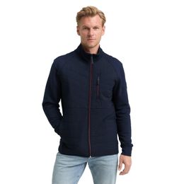 Tom Tailor Herren Sweatjackesky captain blau, Gr. XXXL, Strukturmuster, unifarben, Sweatware, Obermaterial: 100% Baumwolle, Sweatjacken, mit Logo