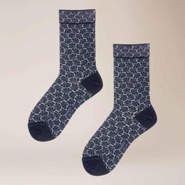 Kunert Damen Socken "Socke Ornamental Citynight", Gr. 35, blau, Obermaterial: 87% Baumwolle CO. 10% Polyamid PA. 3% Elasthan EL., Socken