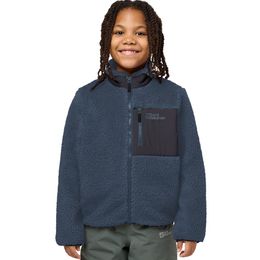 Fleecejacke Jack Wolfskin "ICE CURL JACKET K", Jungen, Gr. 128, blau (midnight sky), Fleece, Obermaterial: 100% Polyester, normal, eingefasste Kante mit Gummizug, Jacken Fleecejacke, W&auml;rmend, winddicht, &Uuml;bergangsjacke f&uuml;r Kinder