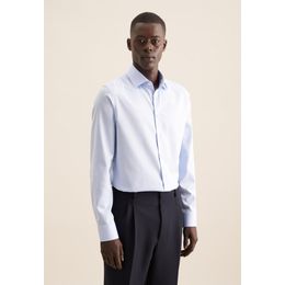 Businesshemd Seidensticker "Slim", Herren, Gr. S (38), normale Ärmellängen, blau, 60% Baumwolle, 35% Polyester, 5% Elasthan, Strukturmuster, slim fit, 2-Knopf-Manschette, Hemden, Slim 1/1 Kentkragen Struktur