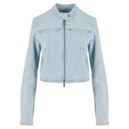 Karl Kani Damen Allwetterjacke "Karl Kani Retro TM Denim Biker Jacket"bleached blau, Gr. L, mehrfarbig, 100% Baumwolle, Jacken