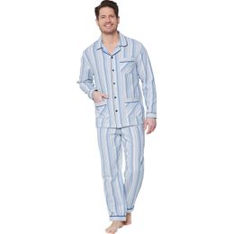 Herren Pyjama blau-gestreift, Gr&ouml;&szlig;e 48/50