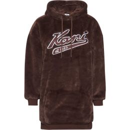 Karl Kani Damen Shirtkleid "Karl Kani Damen KW234-039-2 KK Varsity Vegan Fur Hoodie Dress"braun, Gr. XXS, 100% Polyester, Kleider