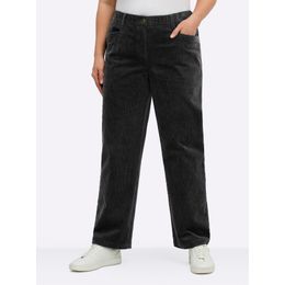 sheego Damen Cordhoseschwarz, Gr. 50, unifarben, 98% Baumwolle, 2% Elasthan, Hosen