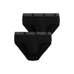Puma Herren Slip "Puma MEN EVERYDAY BRIEFS 2P", Gr. L, schwarz, Jersey, Obermaterial: 95% Baumwolle, 5% Elasthan, bedruckt, unifarben, Unterhosen,