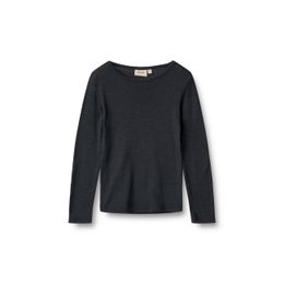 Wheat M&auml;dchen Longsleeve "Wheat Wool T-Shirt L/S Alfie"navy, Gr. 98, unifarben, 100% Wolle, Shirts