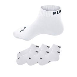Puma Damen Kurzsocken "Puma UNISEX QUARTER PLAIN 6P ECOM", Gr. 35, wei&szlig;, Baumwolle, Baumwollmischung, Elasthan, Polyamid, unifarben, Socken, mit