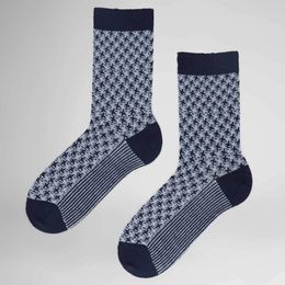 Hudson Damen Socken "Socke Houndstooth", Gr. 35, blau, Obermaterial: 46% Polyacryl PAN. 43% Wolle WO. 10% Polyamid PA. 1% Elasthan EL., Socken