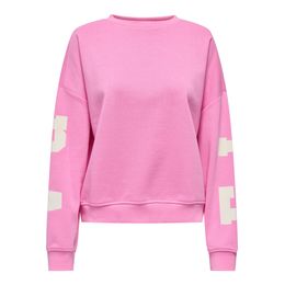 Only Damen Sweatshirt "ONLSWEAT L/S BACK/SLEEVE PRINT SWT NOOS", rosa, Gr. S, bedruckt, Sweatware, Obermaterial: 60% Baumwolle, 40% Polyester,