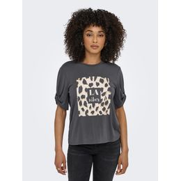 Only Damen Kurzarmshirt "ONLFREE – T-Shirt mit Print für lässige Kombinationen"schwarzened pearl print:vibes, Gr. S, bedruckt, Jersey, Obermaterial:
