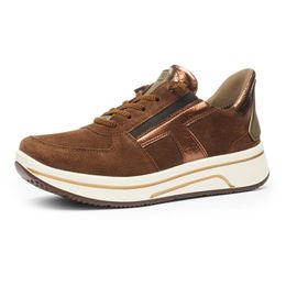 Ara Damen Sneaker "SAPPORO", Gr. 5,5dunkelbraun, metallic, Glattleder, Veloursleder, Schuhe, Plateausneaker, Schn&uuml;rschuh in Komfortweite H (= sehr