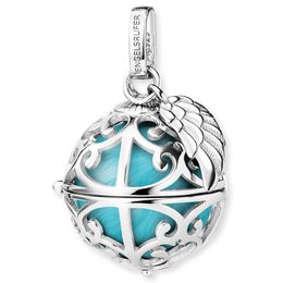 Engelsrufer Damen Kettenanhänger "Schmuck Geschenk Engelsrufer Relaunch mit Flügelanhänger", S, Messing Silber 925 (Sterlingsilber), 7,52 g, blau,