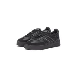 Tommy Jeans Damen Plateausneaker "THE GREENWICH EDGE FLATFORM", Gr. 39schwarz, silberfarben, Leder, Lederimitat, Veloursleder, Schuhe