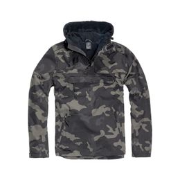 Anorak Brandit "Brandit Herren Fleece Pull Over Windbreaker", Damen, Gr. 4XL, schwarzcamo, 100% Polyester, mehrfarbig, normal, ohne Ausschnitt, Jacken