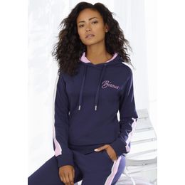 Vivance Damen Hoodie, Gr. 36, blau, Sweatware, Obermaterial: 60% Baumwolle, 40% Polyester, Sweatshirts, Hoodie mit Kontrast Eins&auml;tzen, Loungeanzug