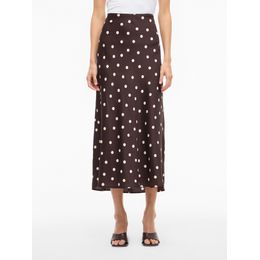 Vila Damen Maxirock "VIELLETTE HW LONG SKIRT - NOOS"coffee bean aop:sandshell dots, Gr. 36, bedruckt, Web, Obermaterial: 100% Polyester, R&ouml;cke