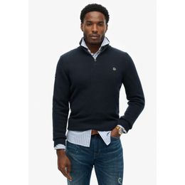 Superdry Herren Strickpullover "COTTON KNIT HENLEY"navy, Gr. XXXL, unifarben, Strick, Obermaterial: 100% Baumwolle, Pullover