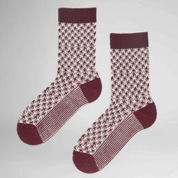 Hudson Damen Socken "Socke Houndstooth", Gr. 39, rot, Obermaterial: 46% Polyacryl PAN. 43% Wolle WO. 10% Polyamid PA. 1% Elasthan EL., Socken