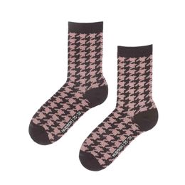 Hudson Damen Socken "Socke Check", Gr. 35, braun, Obermaterial: 69% Baumwolle CO. 25% Polyamid PA. 5% metallisierte Fasern MTF. 1% Elasthan EL.,