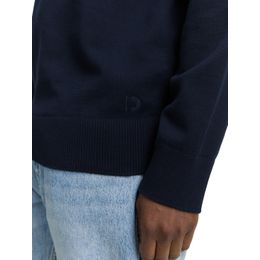 Herren Strickpullover, blau, Gr. S, Tom Tailor Denim, Strick, Obermaterial: 100% Baumwolle, Pullover, in melierter Optik