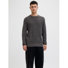 Jack & Jones JACK & JONES Herren Strickpullover "JJGLOBAL KNIT CREW NECK"asphalt, Gr. L, unifarben, Strick, Obermaterial: 67% Polyacryl, 33% Baumwolle, Pullover