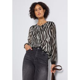 Street One Damen Chiffonblusedeep roast braun, Gr. 44, animal-print, Web, Obermaterial: 100% Polyester. Futter: 100% Modal, Blusen, mit Zebra-Print