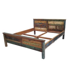 Pharao24.de Shabby Doppelbett in Bunt Recyclingholz