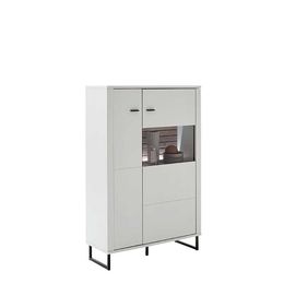 Pharao24.de Weißes Highboard modern 100 cm breit Bügelgestell aus Metall