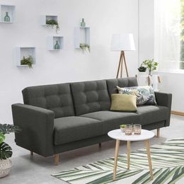Pharao24.de Dreisitzer Schlafsofa Anthrazit mit Federkern Polsterung 46 cm Sitzh&ouml;he