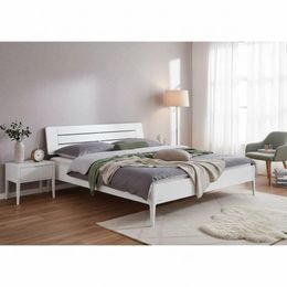 Pharao24.de Massivholz Bett weiss Buche lackiert 160x200 cm und 180x200 cm