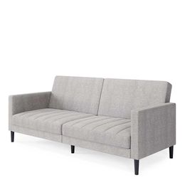 Pharao24.de Sofa Webstoff hellgrau mit R&uuml;cken Klappmechanik 200 cm breit