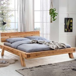 Pharao24.de Bett Kernbuche 140x200 cm im Landhausstil 38 cm Einstiegsh&ouml;he