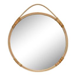Pharao24.de Rattan Garderoben Spiegel im Skandi Design 50 cm breit