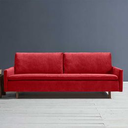 Pharao24.de Ausklappbares Sofa rot mit Armlehnen Made in Germany