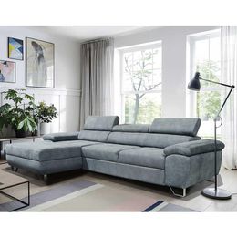 Pharao24.de Couch Funktionsecke grau in modernem Design 281 cm breit